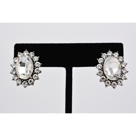 Unbranded | Jewelry | Vintage Crystal Clip On Earrings Shiny Rhinestone ...
